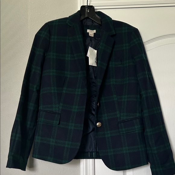 J. Crew | Jackets & Coats | J Crew Dark Green And Black Plaid Jacket ...
